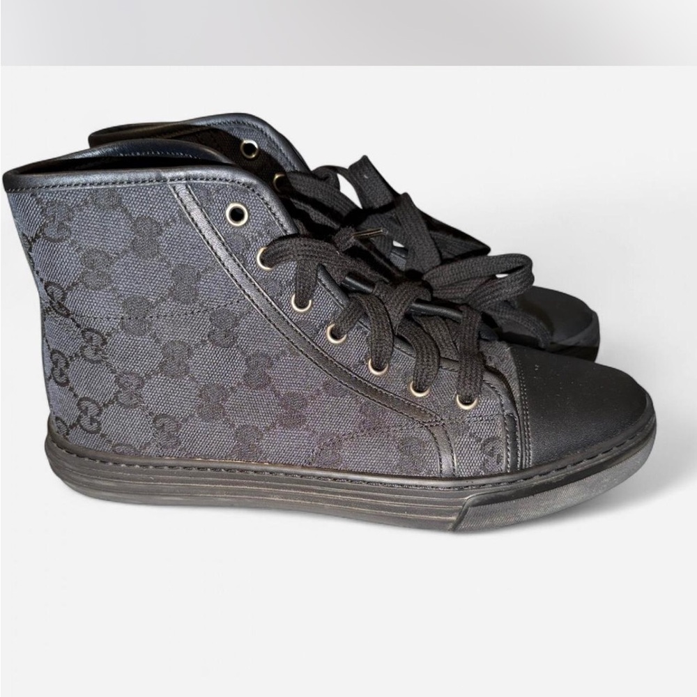 Gucci Charcoal Monogram High-Top Sneakers - Gem